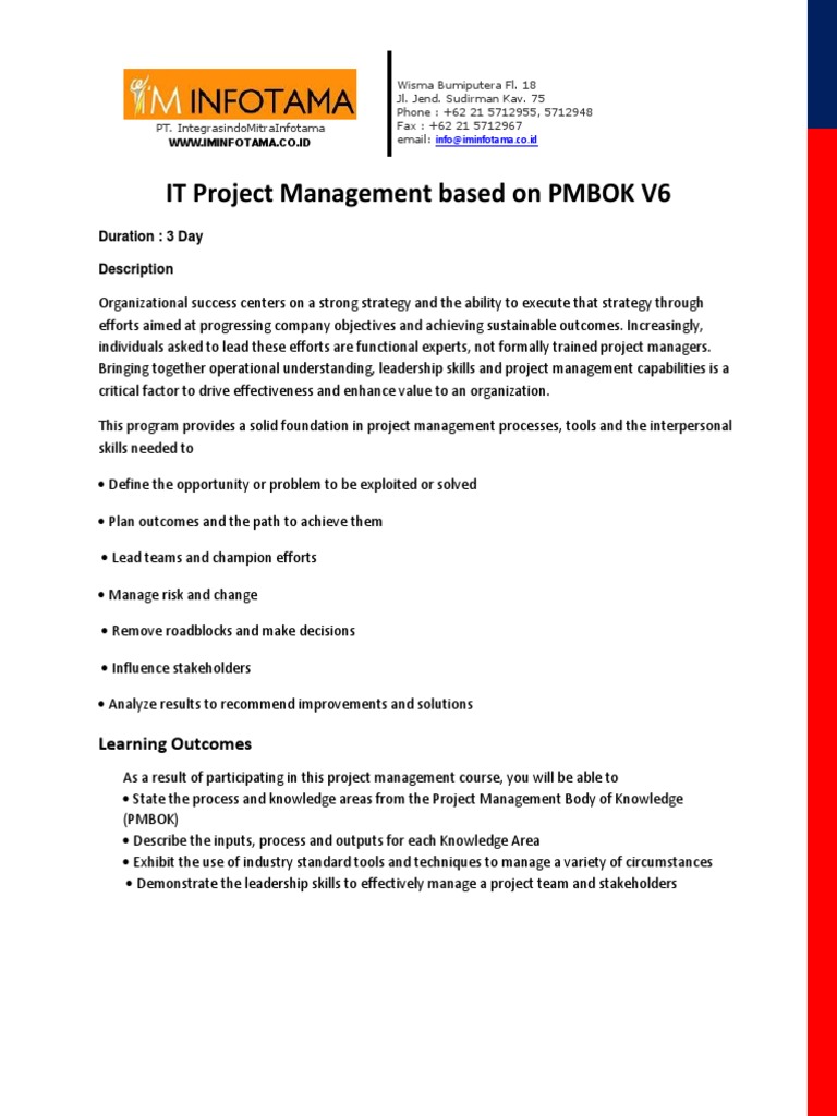 IT Project Management Based On PMBOK V6 | PDF | Project Management ...