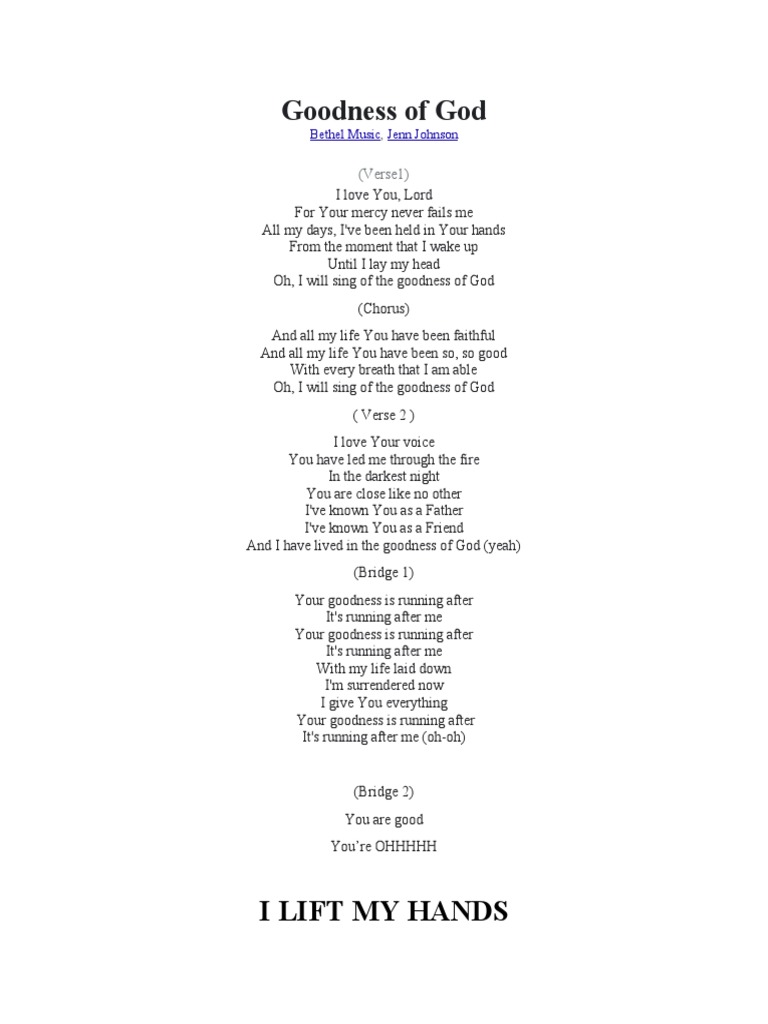 Goodness of God | PDF | Song Structure | Heaven