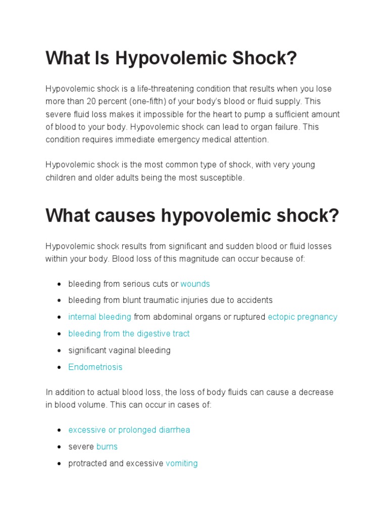 What Is Hypovolemic Shock | PDF | Shock (Circulatory) | Bleeding