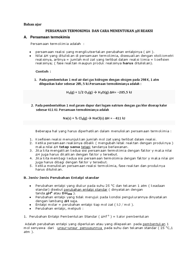 Persamaan Termokimia dan Entalpi Reaksi | PDF | Metode & Bahan Ajar | Sains & Matematika