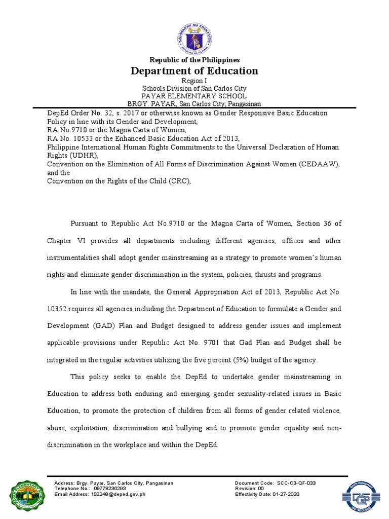 Department of Education: Republic of The Philippines | PDF | Social ...
