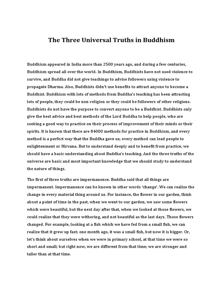 Three Universal Truths | PDF | Gautama Buddha | Time