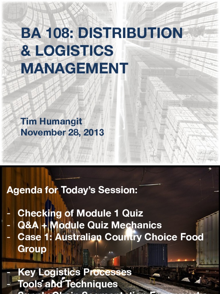 BA 108 3rd Session - The Logistics Process | PDF | Logistics | Quiz