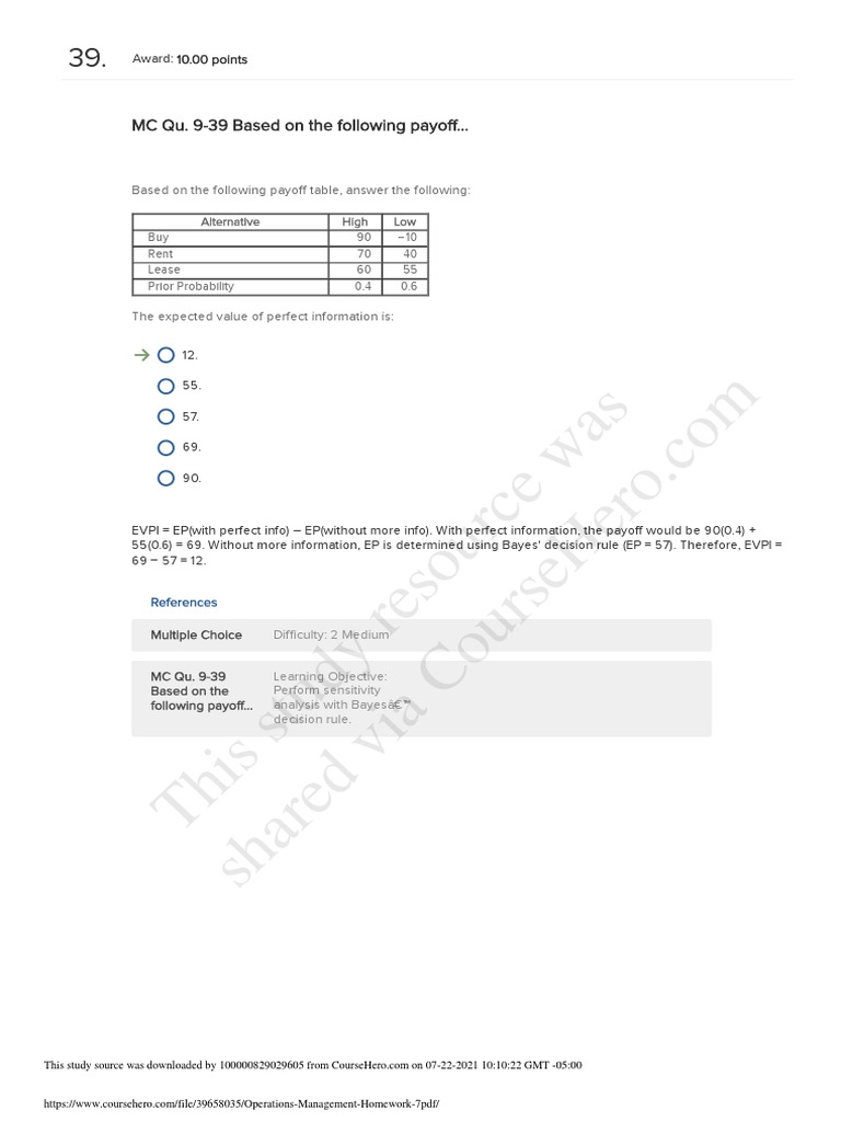 Operations Management Homework 37 PDF | PDF | Mathematical Economics ...