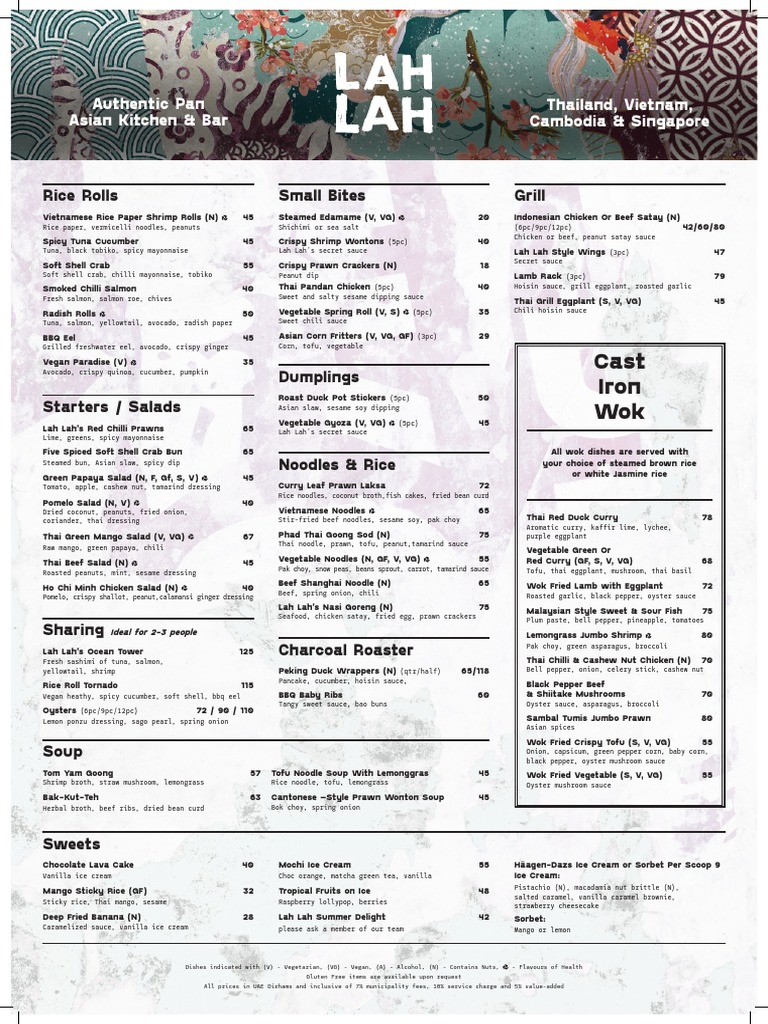 Lah Lah Menu - June 2019 | PDF | Curry | Tofu