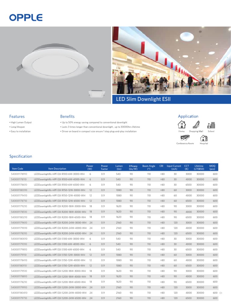 LED Downlight ES II A | PDF | Alternating Current | Electronics