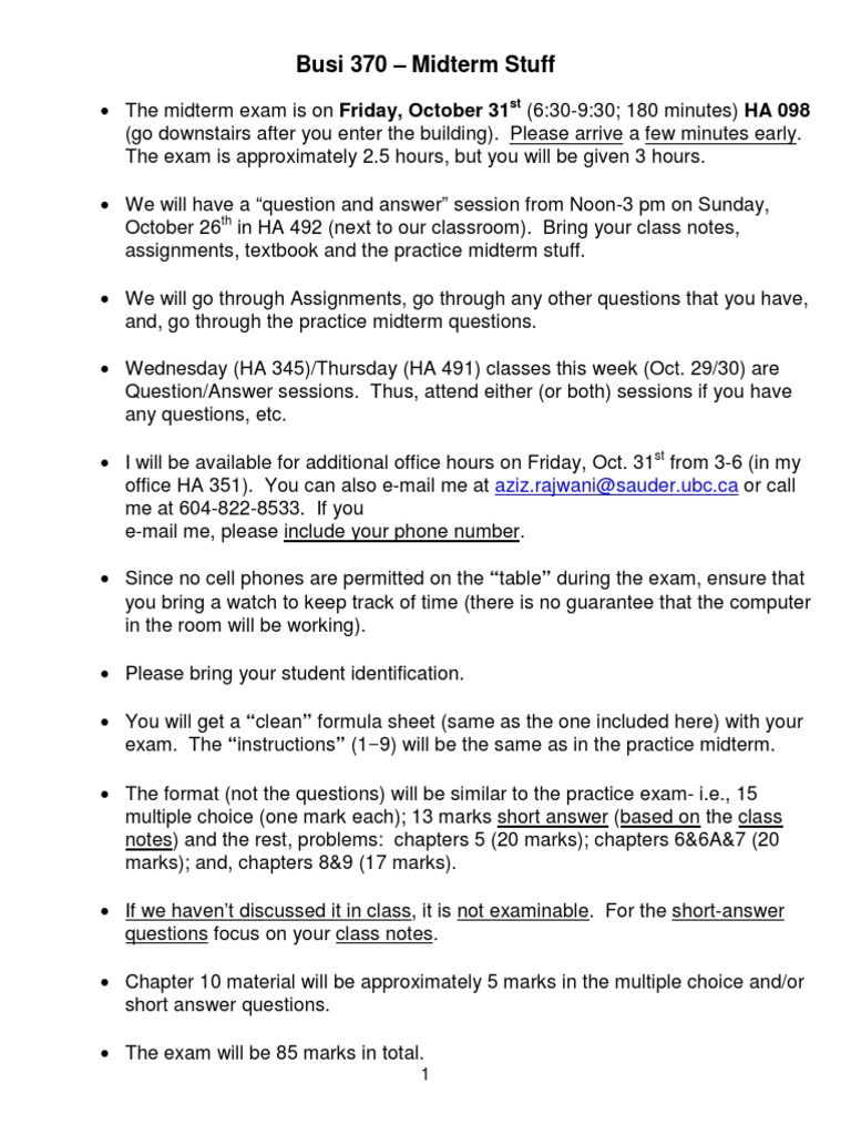 Busi370 Midterm Practice Fall2014 | PDF | Multiple Choice | Yield (Finance)