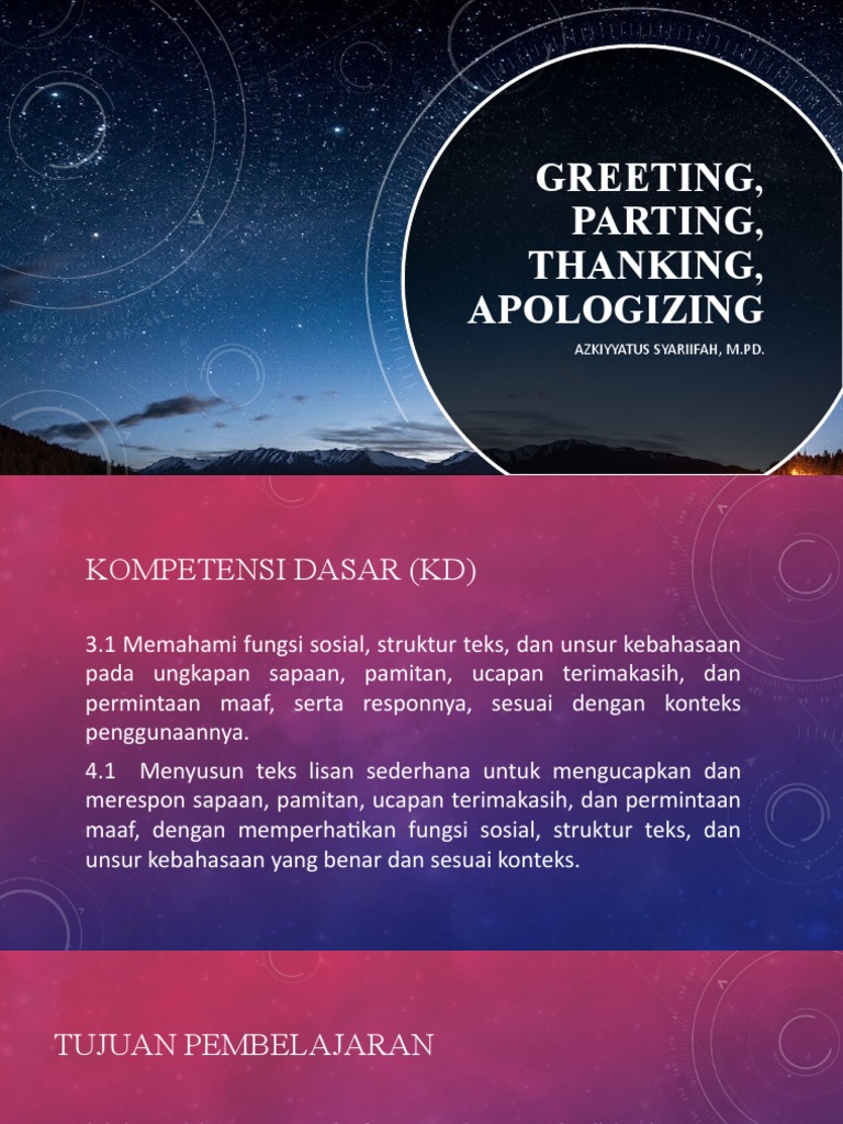 7 - KD1 - Greeting, Parting, Thanking, Apologizing | PDF