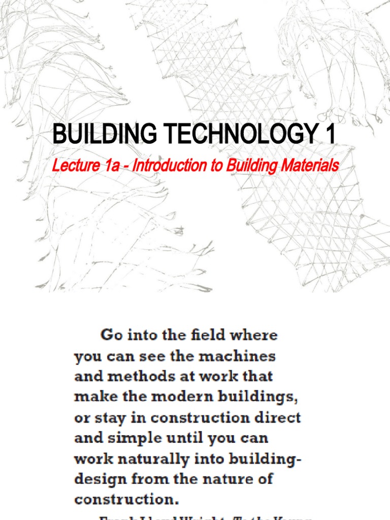 Lecture 1a - BUILDING TECHNOLOGY 1 - Introduction To The Course | PDF ...
