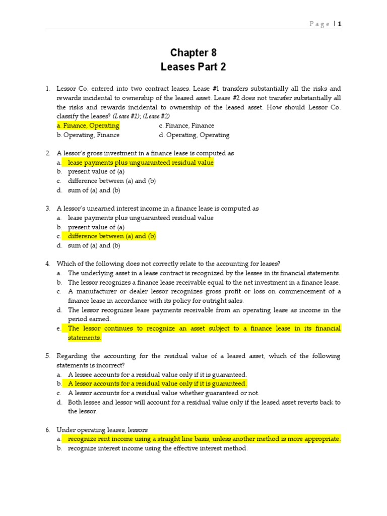 Chapter 8 - Leases Part 2 | PDF | Lease | Money