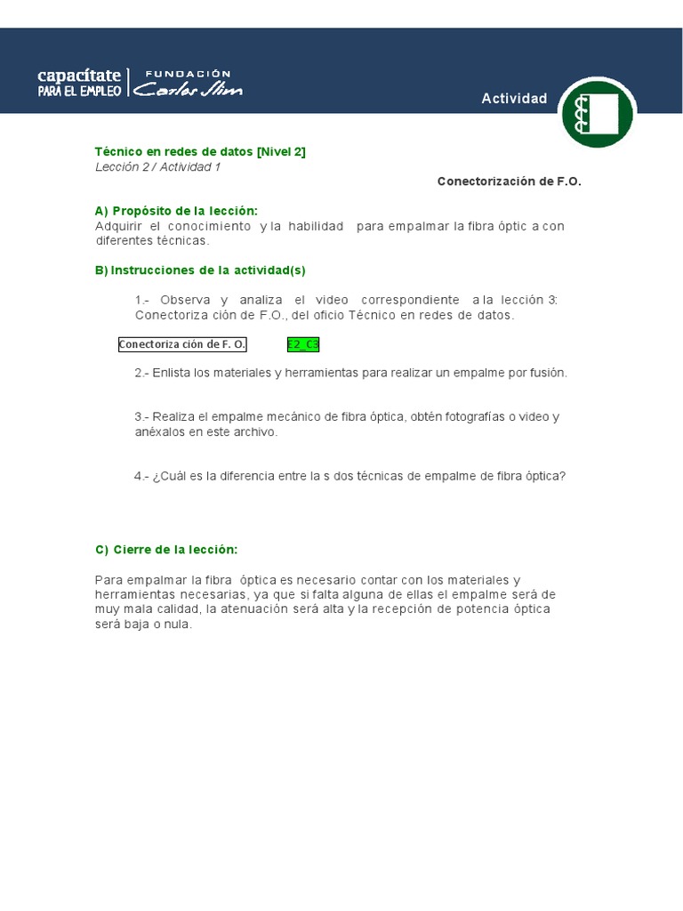 Nivel 2 Leccion 2 | PDF | Fibra óptica | Informática