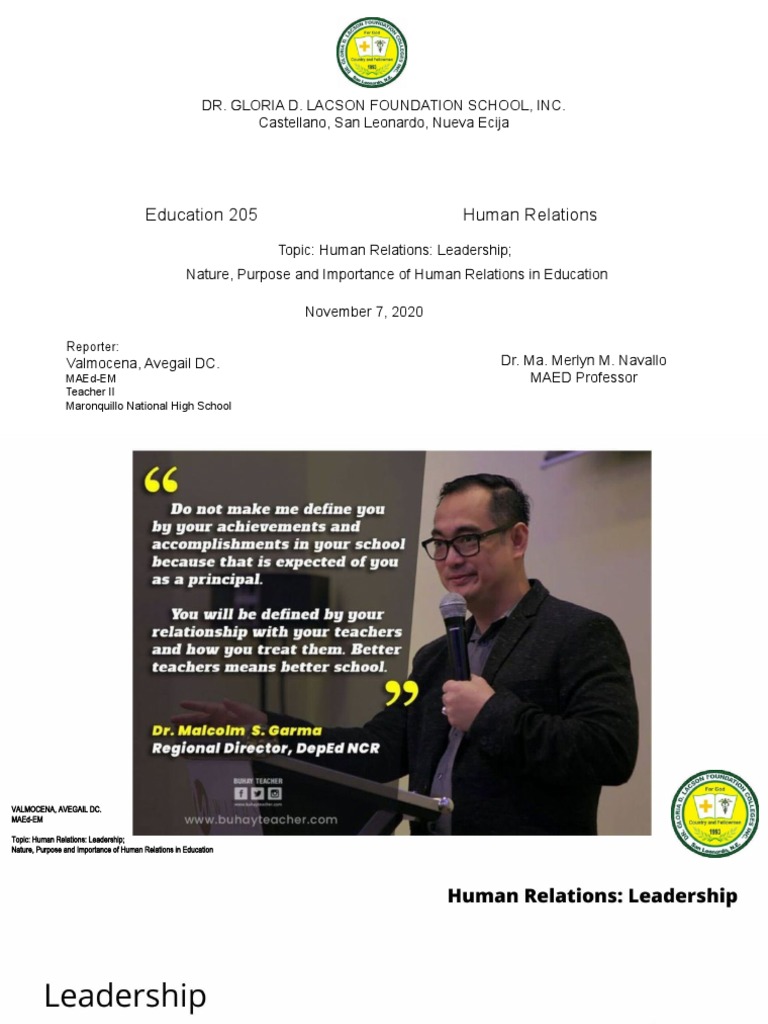 Importance of Human Relations in Education | PDF | Wellness | Science ...