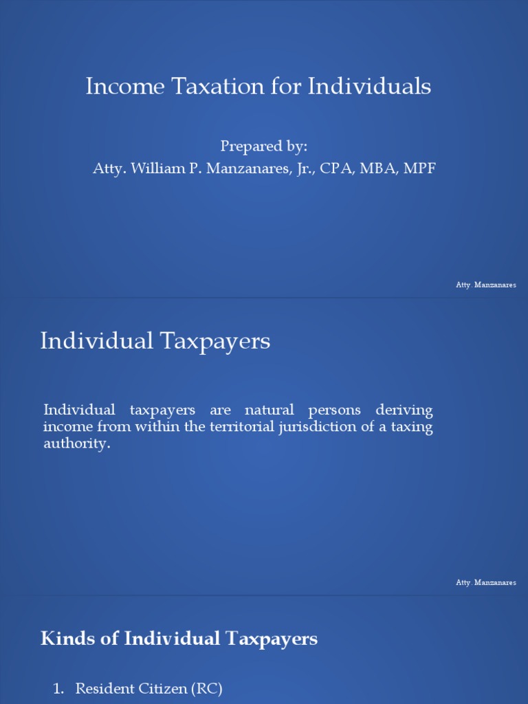 Individual Taxpayer Classification & Taxation | PDF | Capital Gains Tax ...
