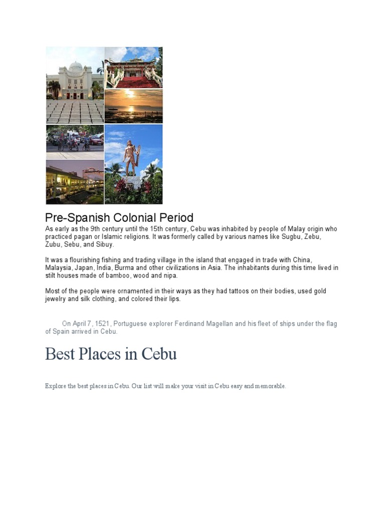 Best Places in Cebu: Pre-Spanish Colonial Period | PDF