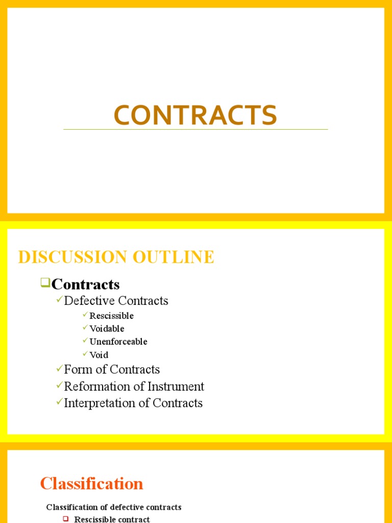 ObliCon Defective Contracts | PDF | Annulment | Interest