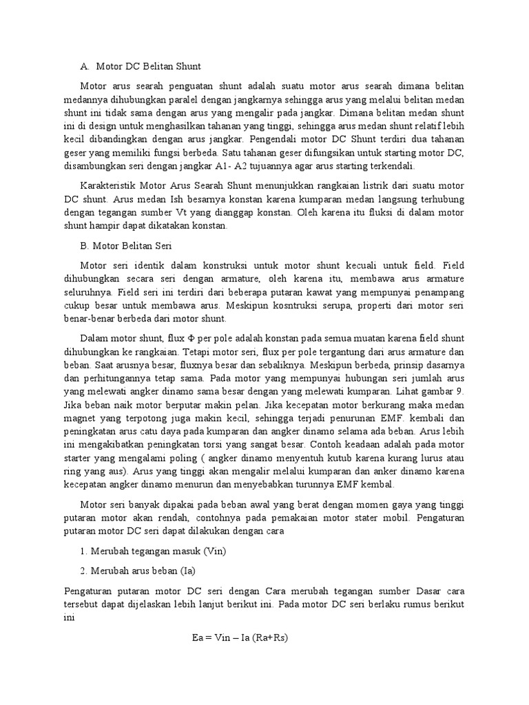 Motor DC Belitan Shunt | PDF