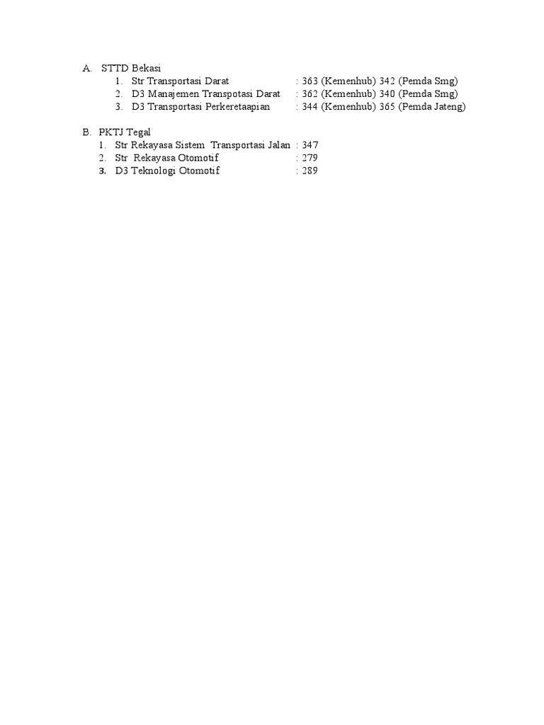 Program Studi Transportasi | PDF