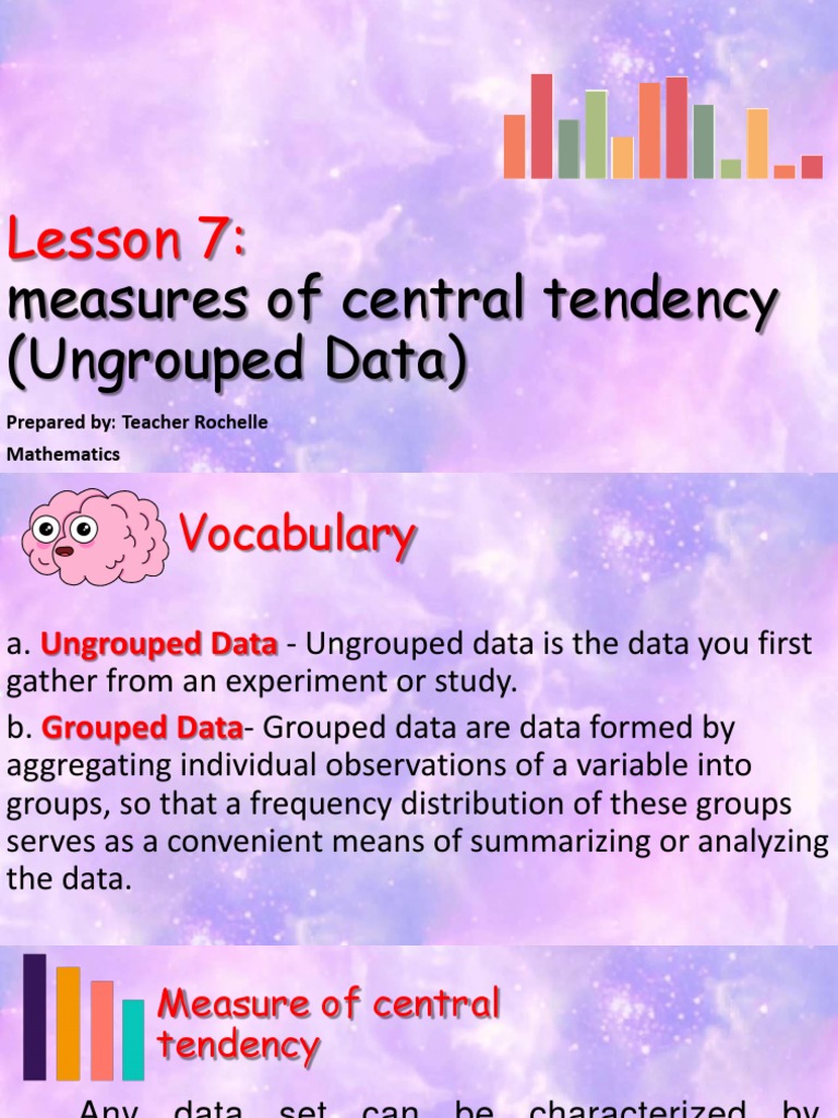 Lesson 7 Measures of Central Tendency - Ungrouped Data High School ...
