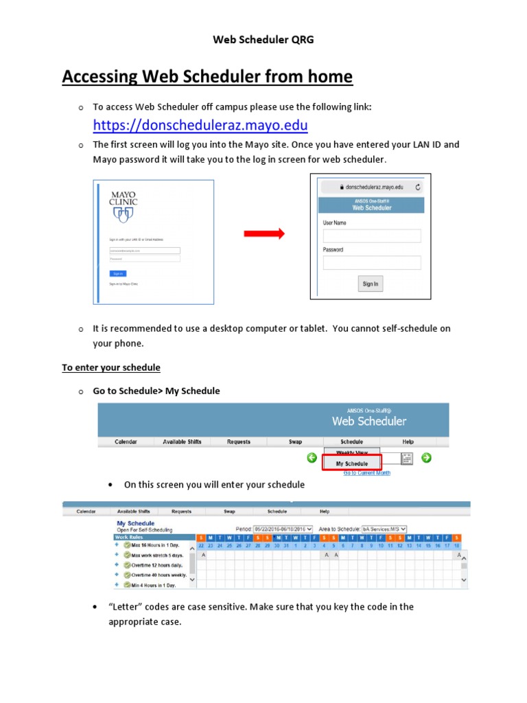 Mayo Web Scheduler Access Guide | PDF | Internet & Web | World Wide Web