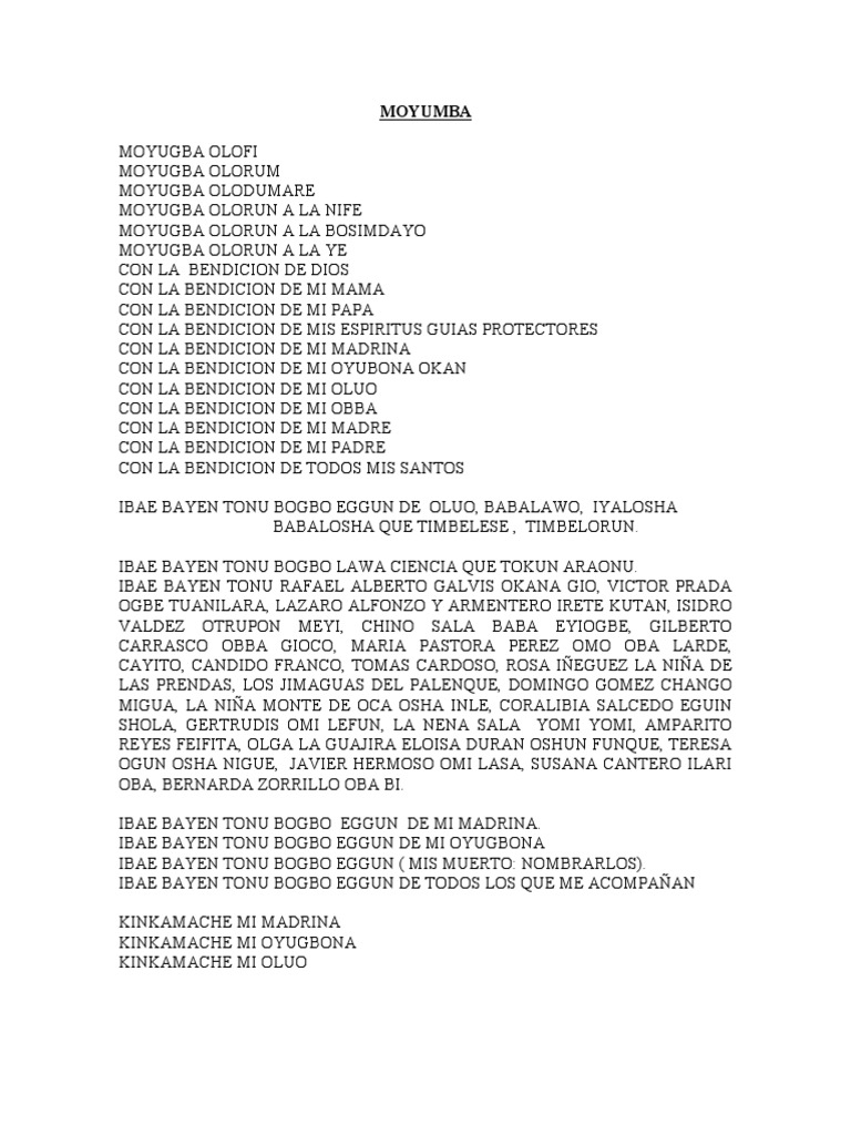 MOYUMBA Santero | PDF | Religiones religiosas | Religión étnica