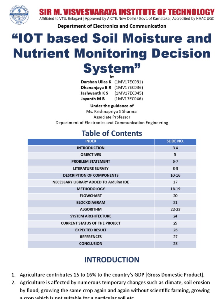 IOT Based Soil Moisture and Nutrient Monitoring Decision System | PDF ...