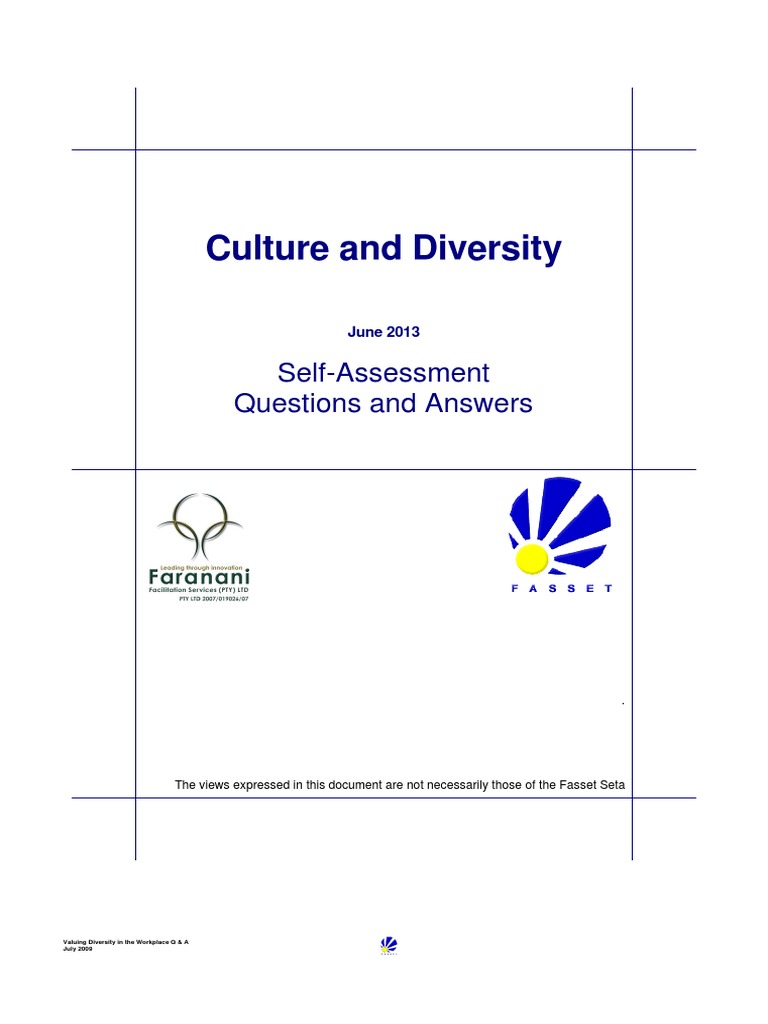 Culture and Diversity: Self-Assessment Questions and Answers | PDF ...