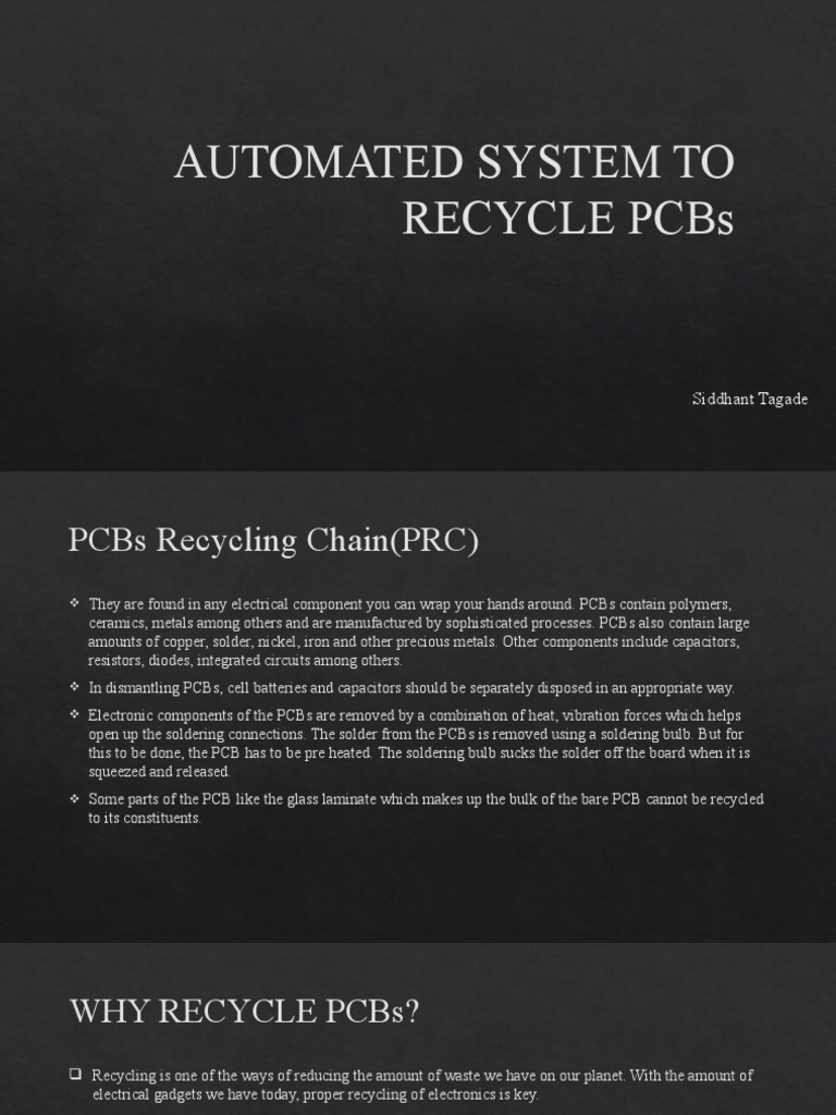 AUTOMATED SYSTEM TO RECYCLE PCBs | PDF | Science & Mathematics