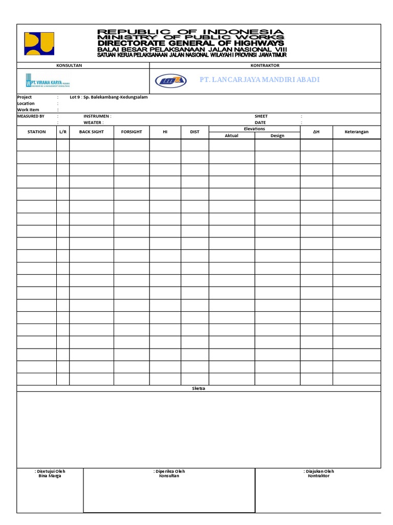 FORM Data Ukur Eksisting | PDF