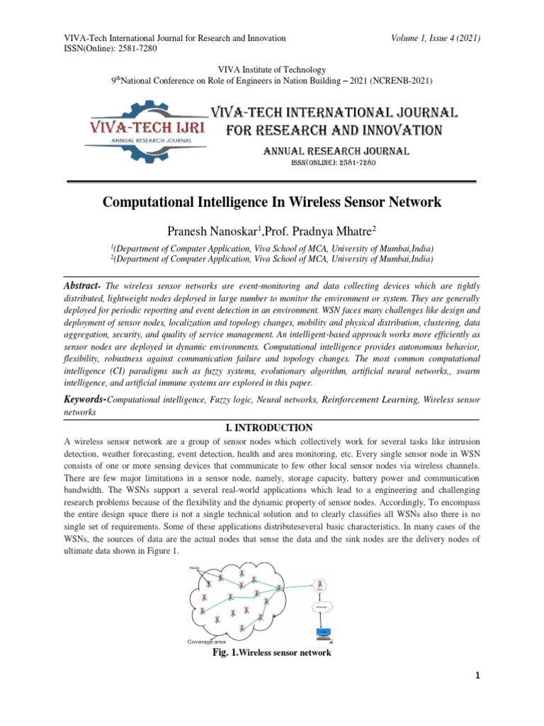 Computational Intelligence in Wireless Sensor Network | PDF | Wireless Sensor Network | Computer ...