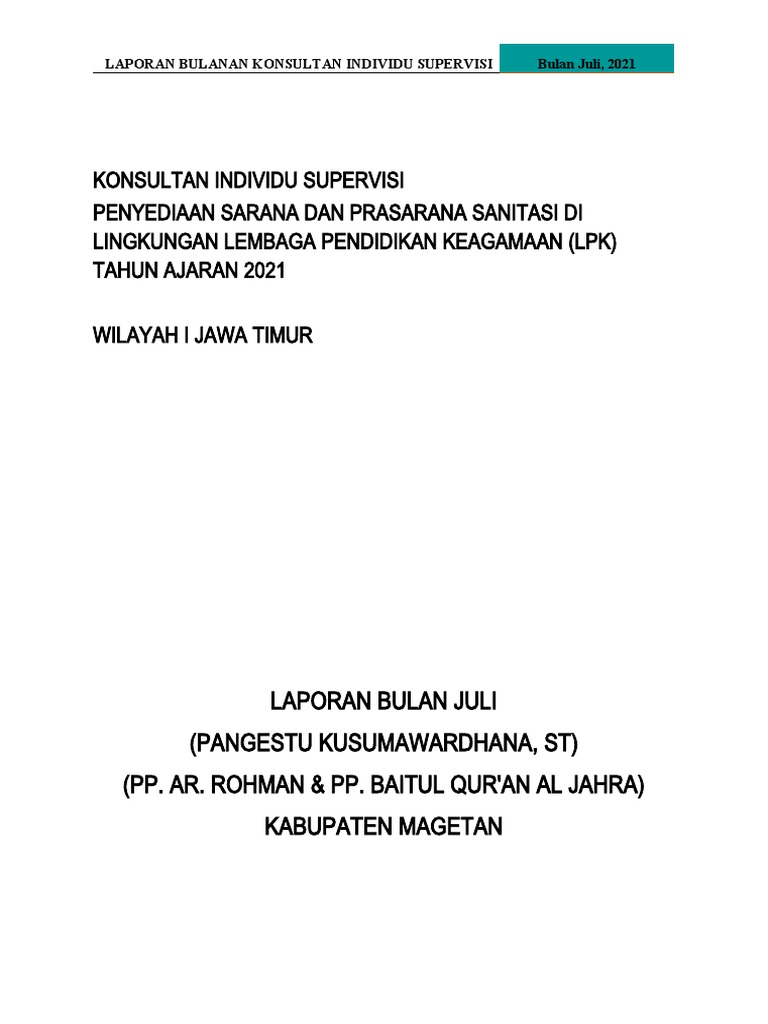 Lapbul Juli KI Supervisi - Pangestu K | PDF