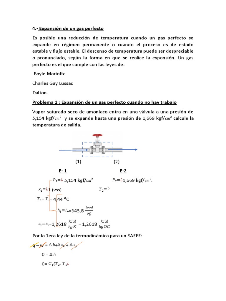 Expansion de Un Gas Perfecto (Válvula y Turbina) | PDF | Física ...