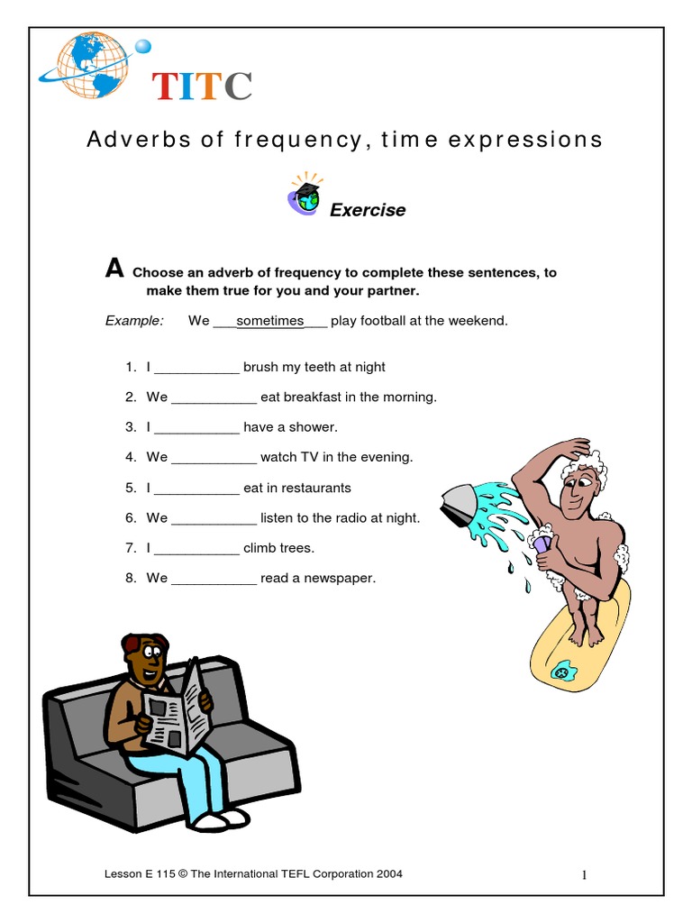 Adverbs of Frequency, Time Expressions: Exercise | PDF | Adverb ...