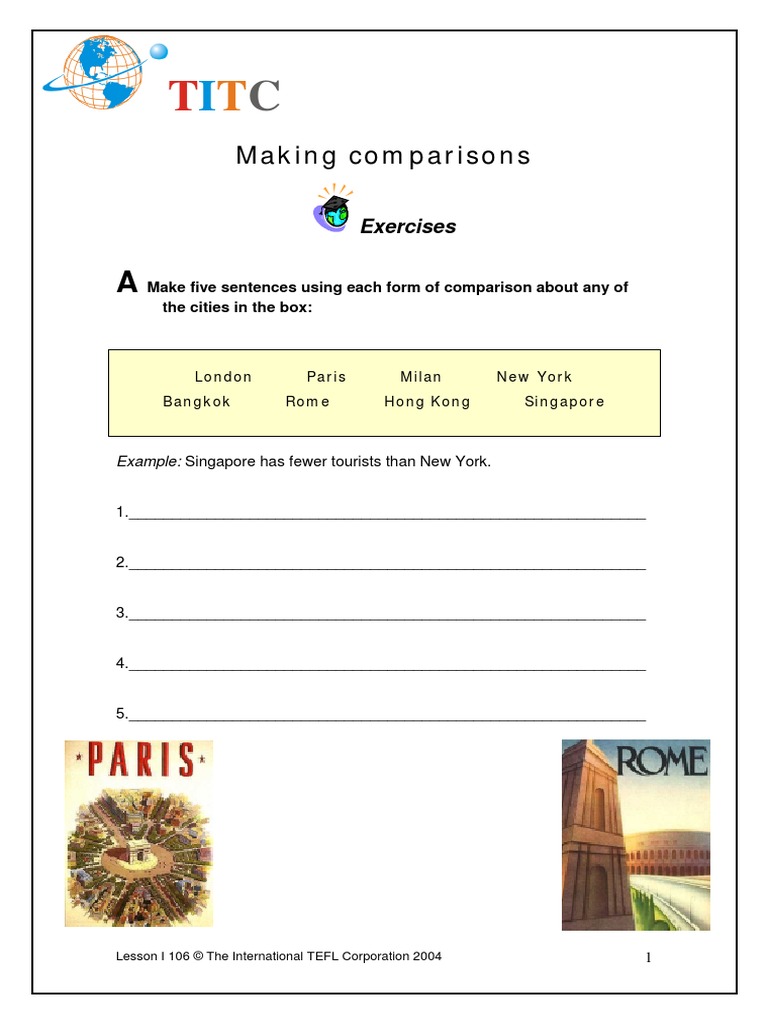 Making Comparisons: Exercises | PDF | Adjective | Language Arts ...