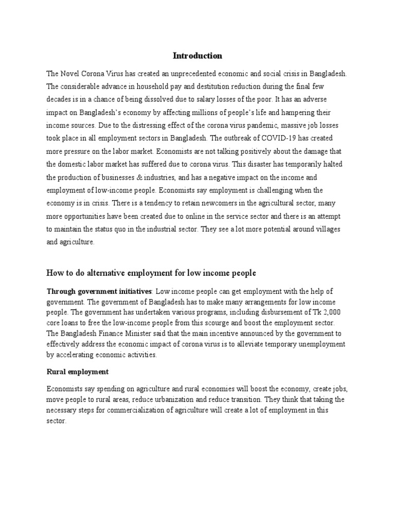 How To Do Alternative Employment For Low Income People | PDF ...