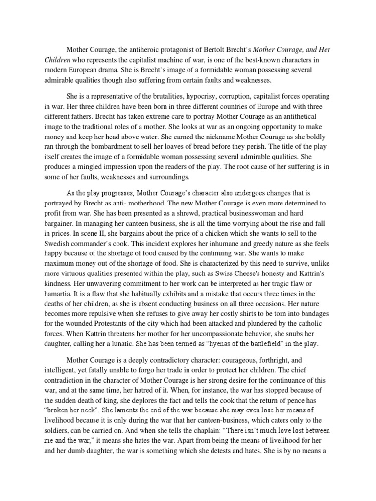 Mother Courage Character Analysis COMPLETE | PDF | Courage