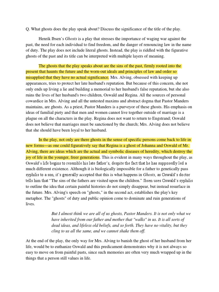 Significance of Ibsen's "Ghosts" Title | PDF | Ghosts