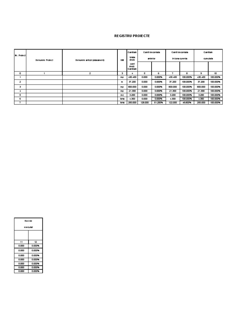 Registru de Evidenta Proiecte | PDF