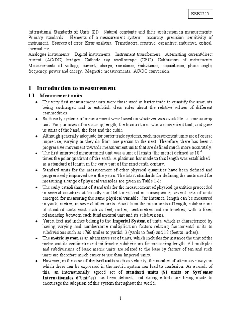 EEE2205 Introduction To Measurements | PDF | Measurement ...
