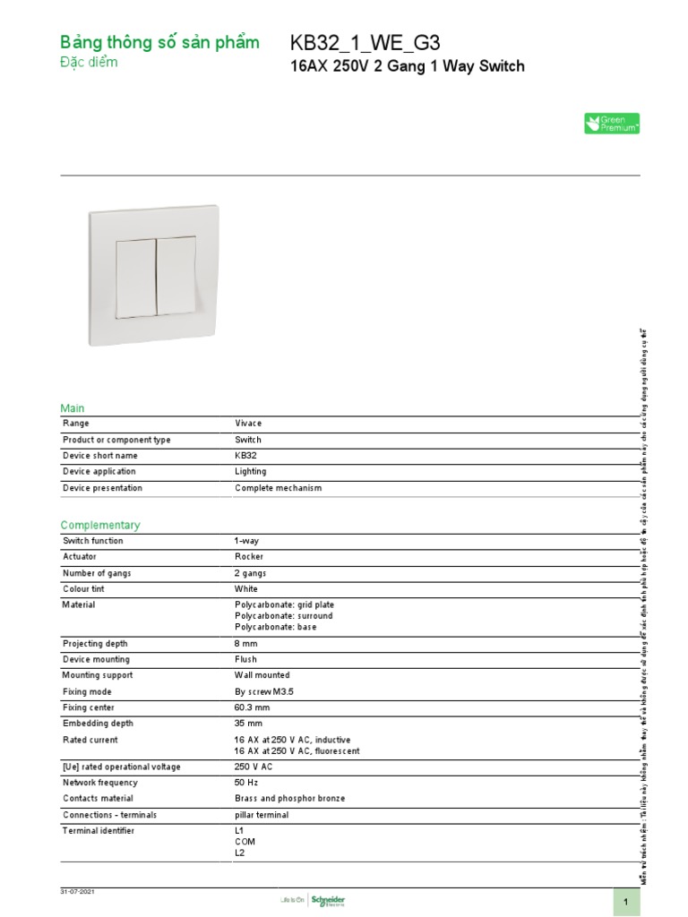 KB32 - 1 - WE - G3: Bảng thông số sản phẩm | PDF | Components ...