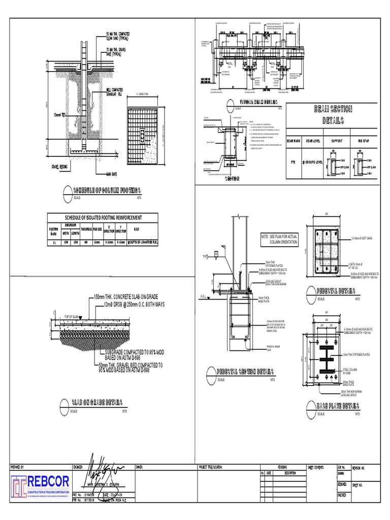 Beam Section Details: Schedule of Column Footings | Download Free PDF ...