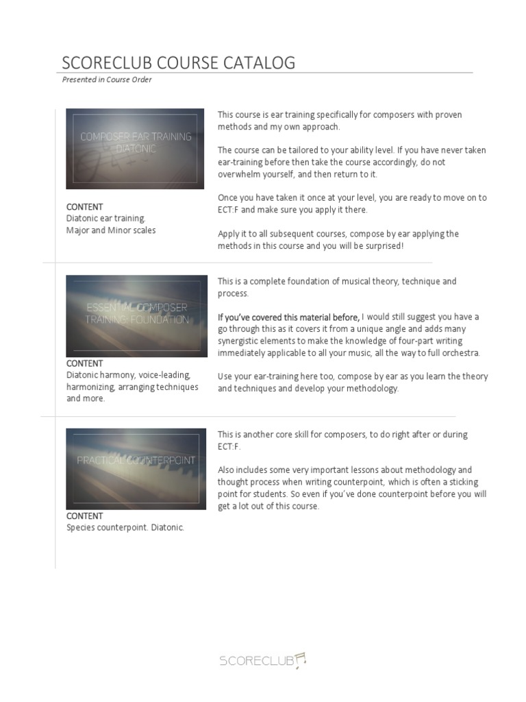 Scoreclub Course Catalog: Presented in Course Order | PDF | Composers ...