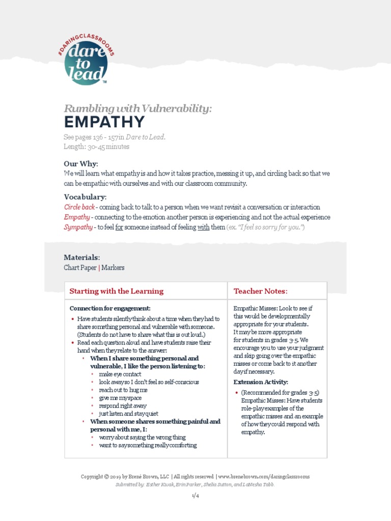 Empathy: Rumbling With Vulnerability | PDF | Empathy | Sympathy