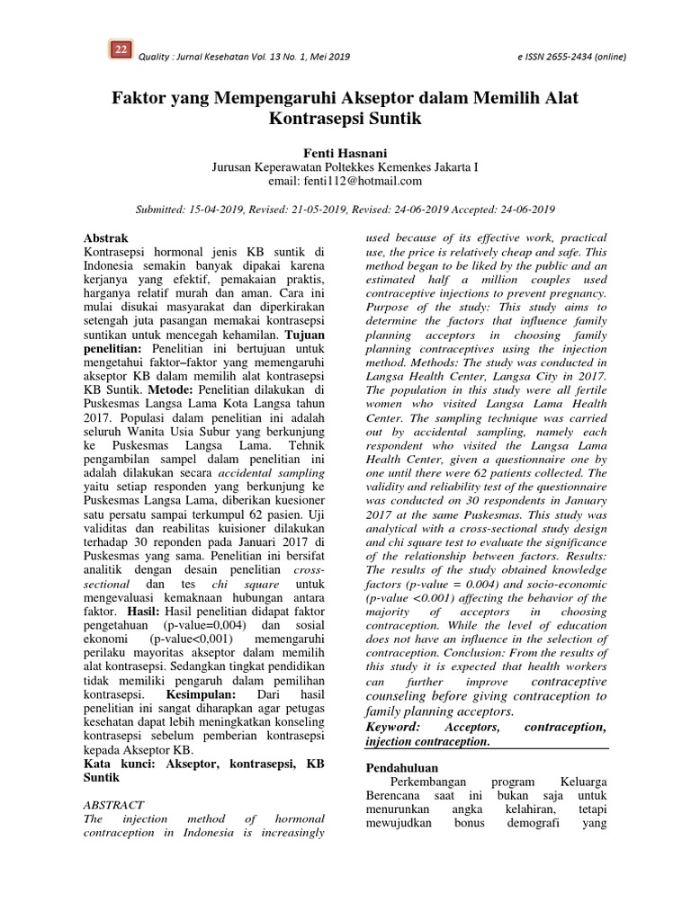 Faktor Yang Mempengaruhi Akseptor Dalam Memilih Al | PDF | Pengembangan Diri