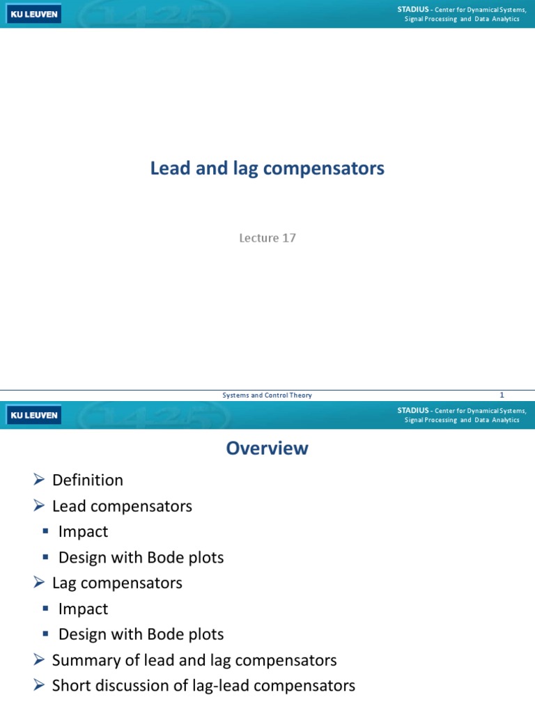 Lead and Lag Compensators: Systems and Control Theory | PDF | Control ...