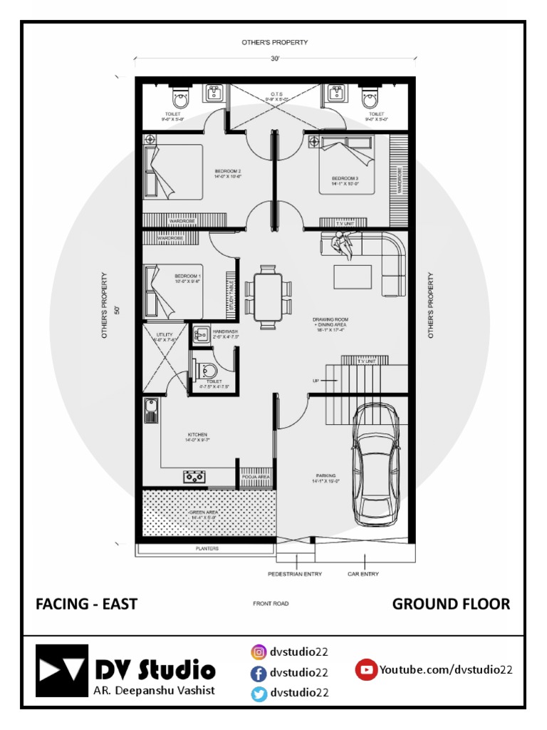 30x50 Single Floor Plan