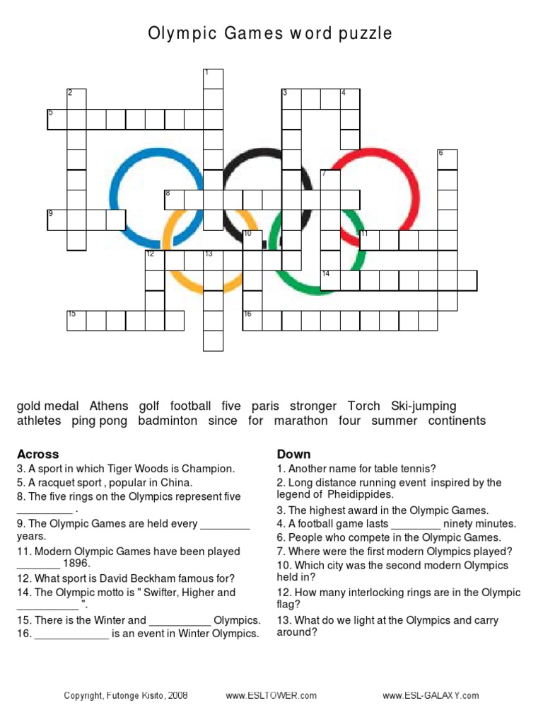 Olympic Crosswords | PDF | Olympic Games | Marathon
