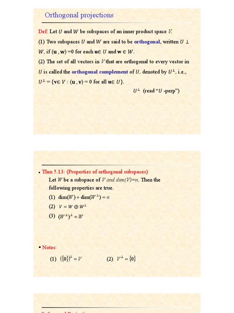 Orthogonal Projection | PDF | Science & Mathematics