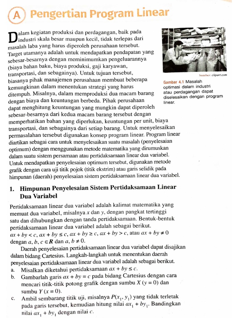 Program Linear (Menentukan Daerah Penyelesaian Sistem Pertidaksamaan Linear Dua Variabel) | PDF
