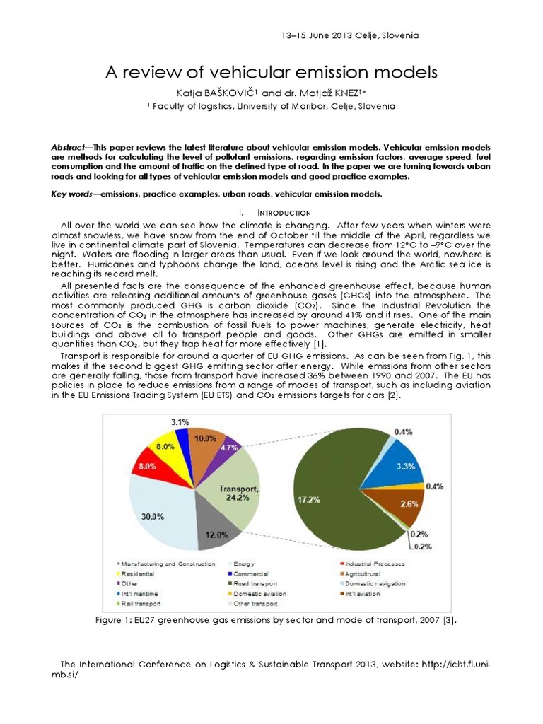 A Review of Vehicular Emission Models | PDF | Greenhouse Gas | Fuel ...