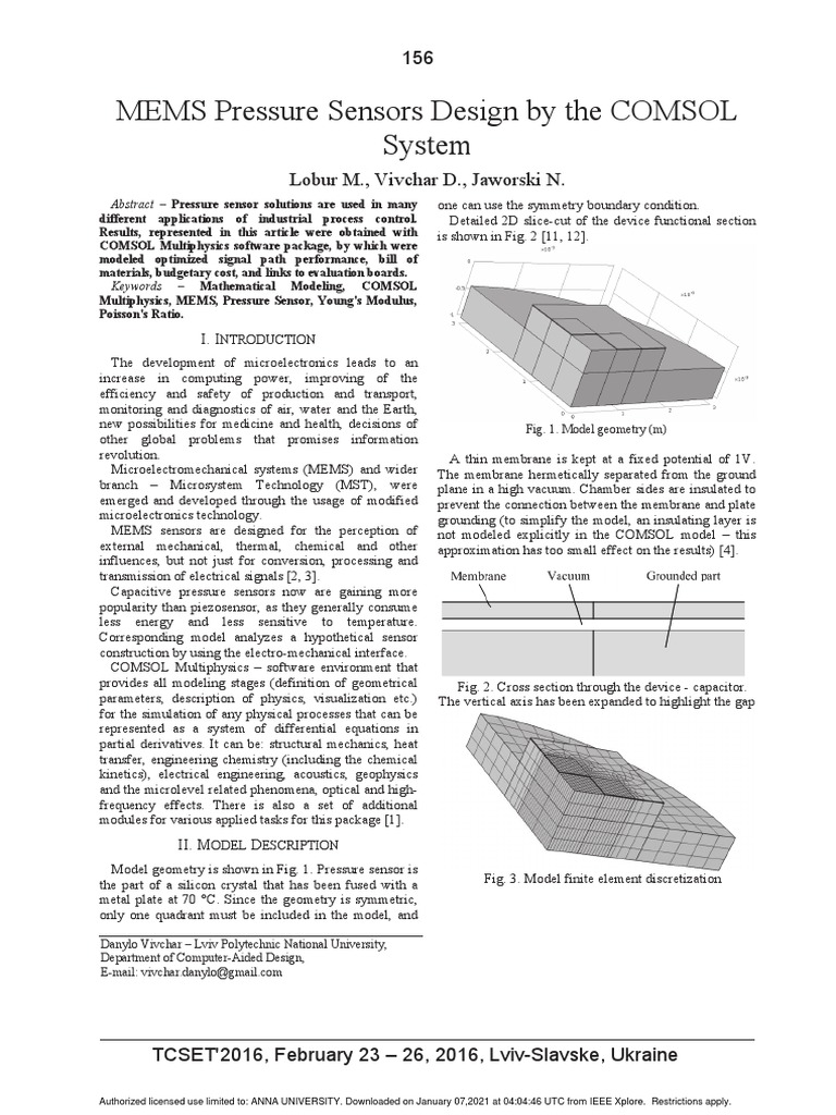MEMS Pressure Sensor | PDF